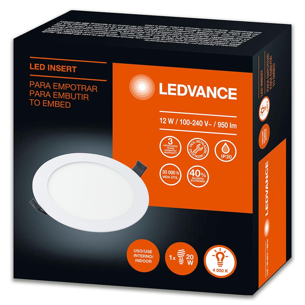 LAMPARA LED EMPOTRABLE INTERIOR LEDVANCE INSERT ROUND 12W BLANCO 4000K ...
